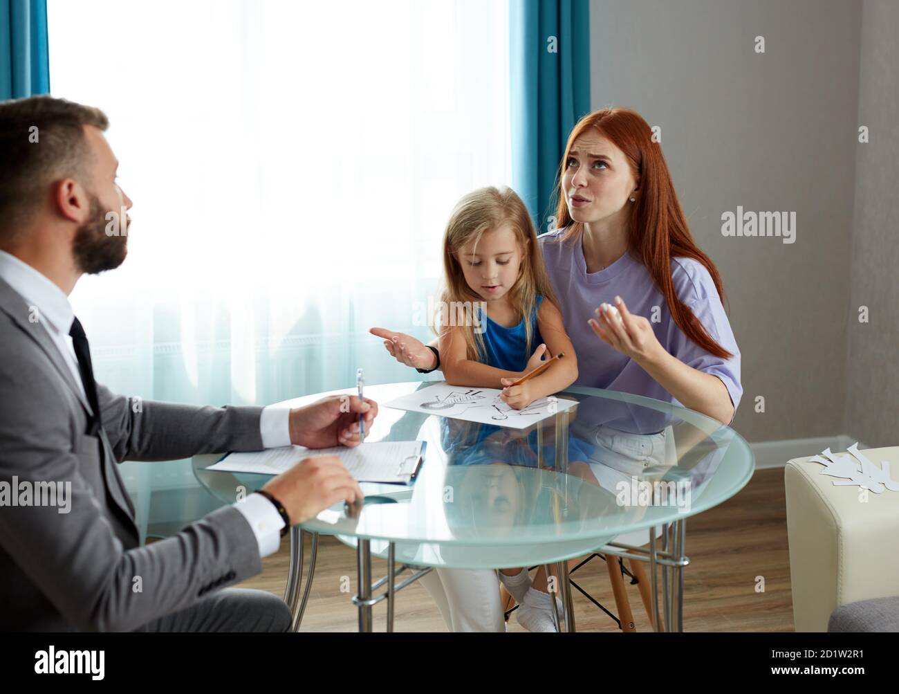 young depressed caucasian woman with child girl get support by ...