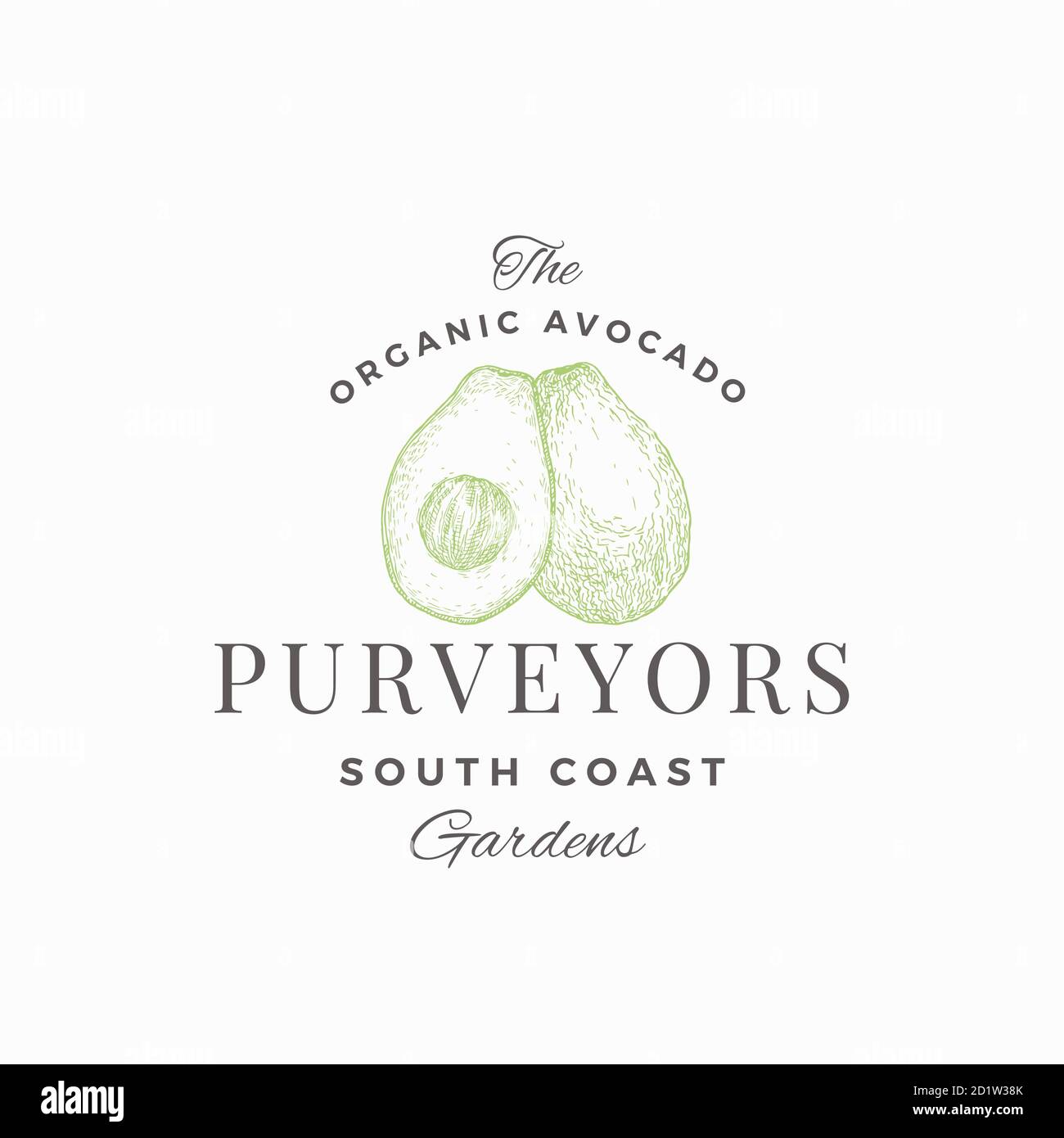 Avocado South Farm Abstract Vector Sign, Symbol or Logo Template. Hand ...