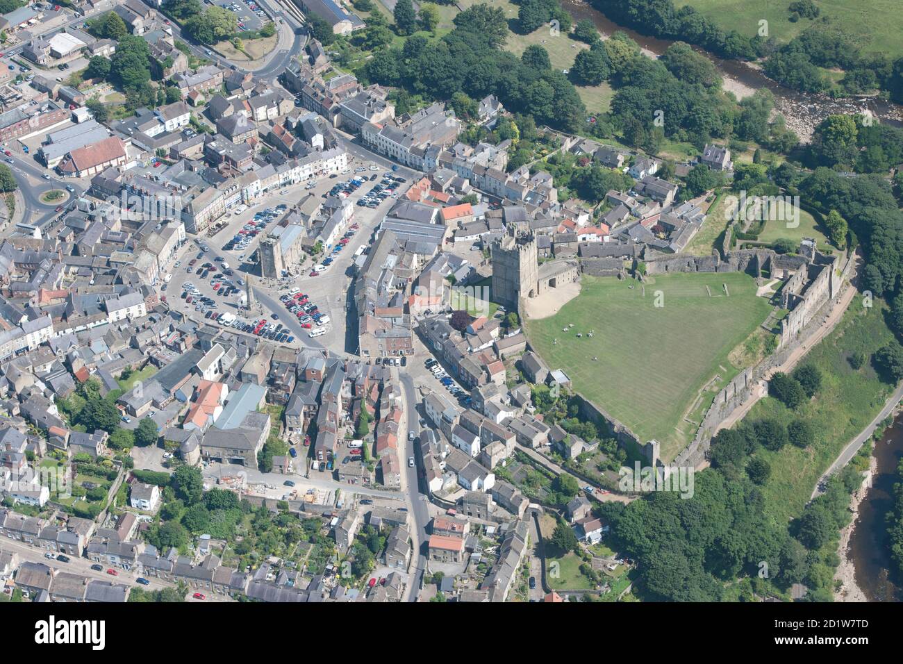 The Market Place and the standing remains of Richmond Castle, Richmond ...
