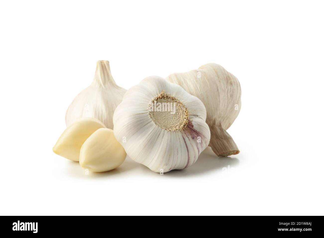 Raw fresh garlic isolated on white background Stock Photo - Alamy