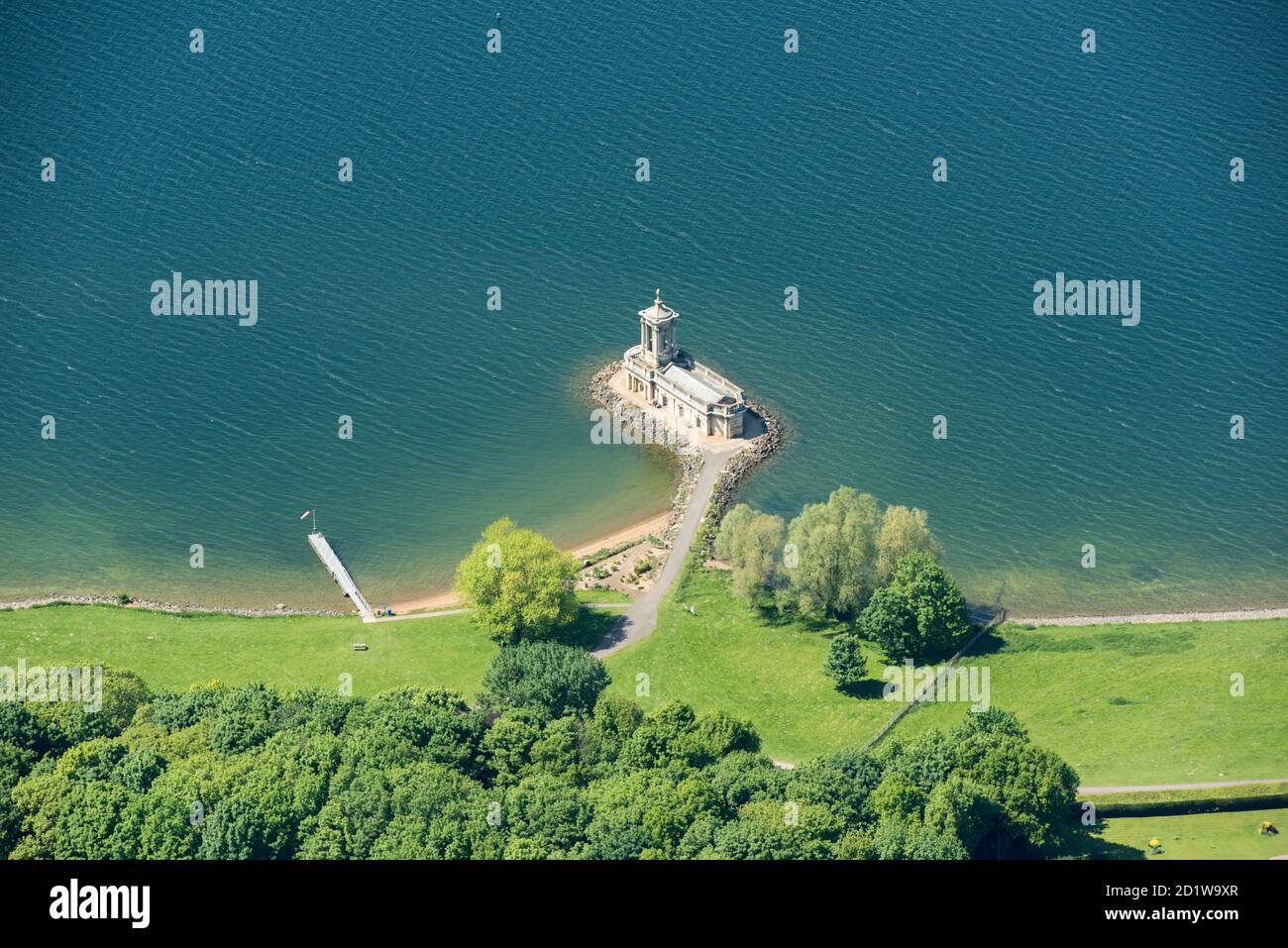Rutland Water, Rutland. The former church of St Matthew, surrounded by ...