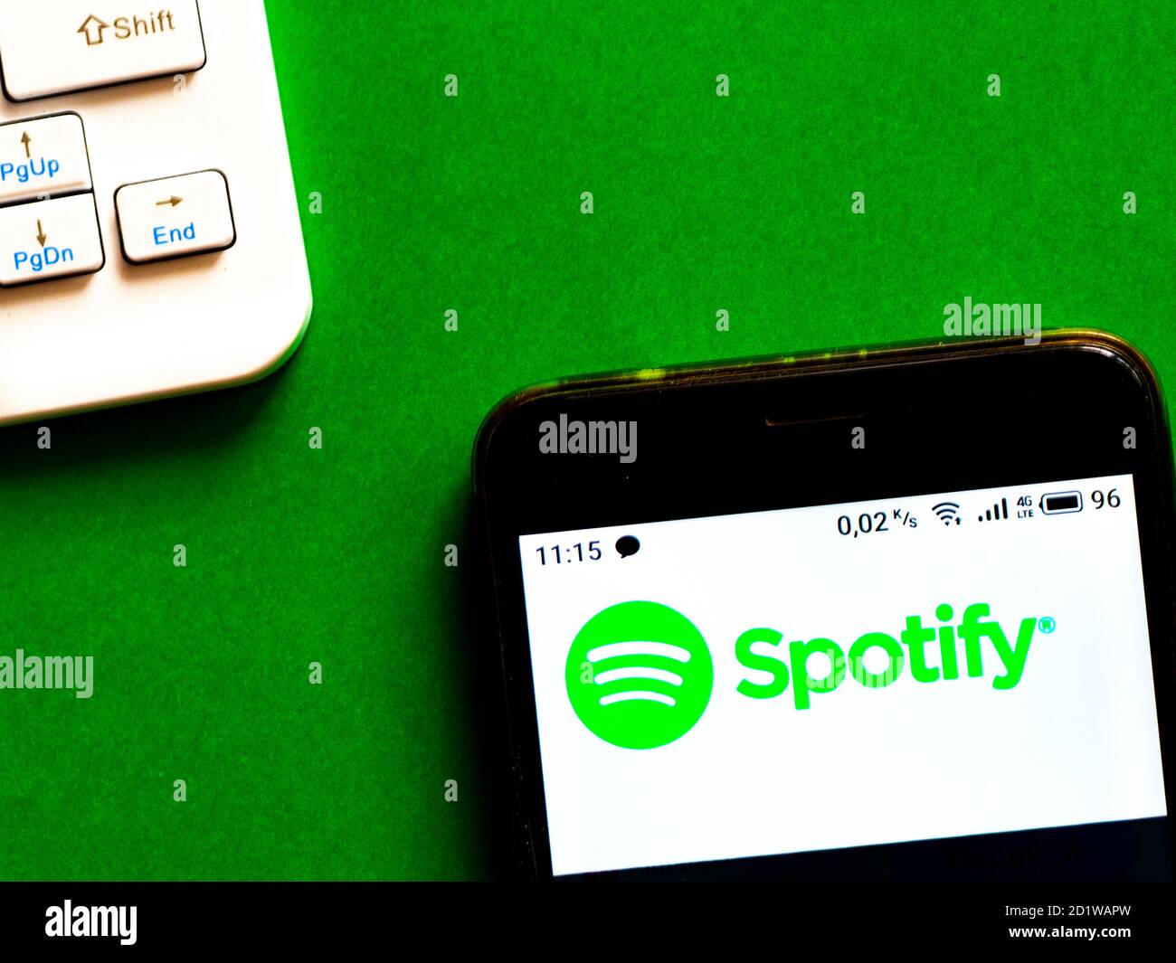 In this photo illustration a Spotify: Music and Podcasts appliance by ...