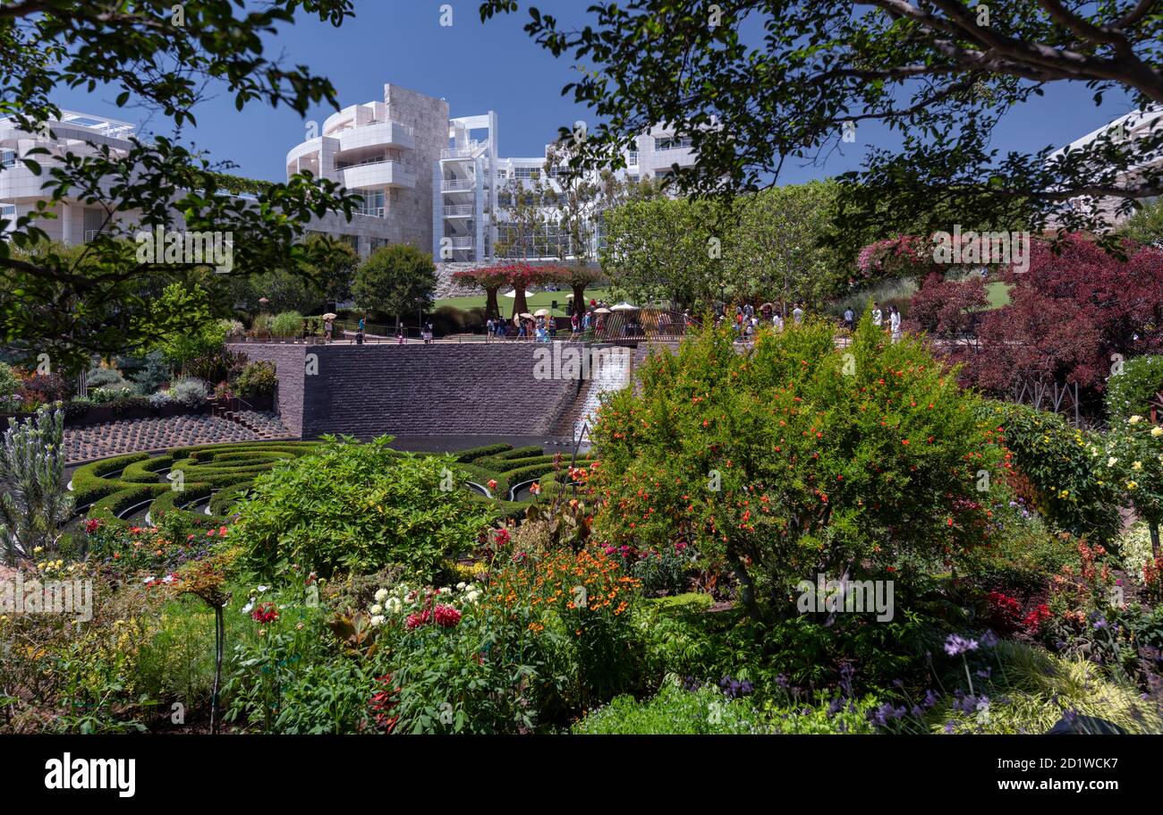 The Getty Centre's central garden, Los Angeles, California, USA Stock ...