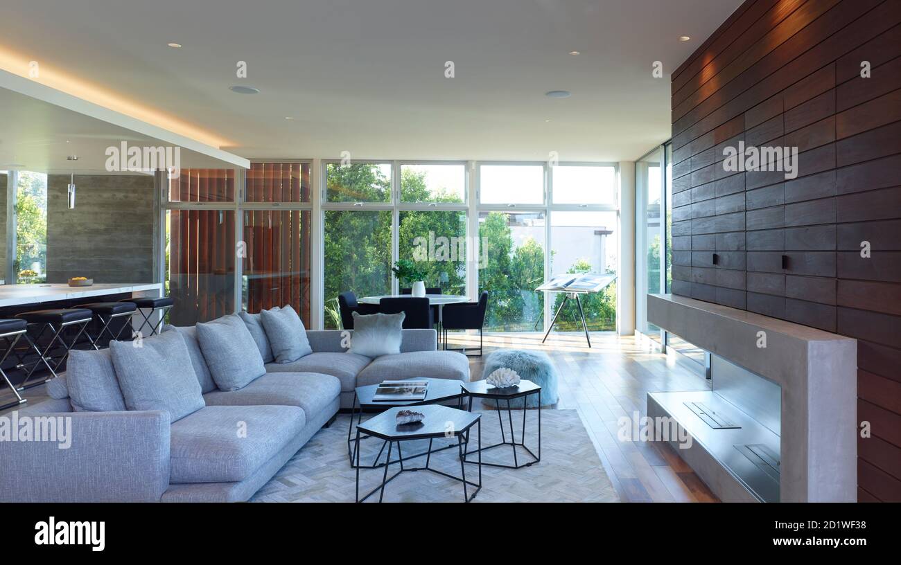 Interior view of Stradella House, Bel Air, California, USA, completed ...