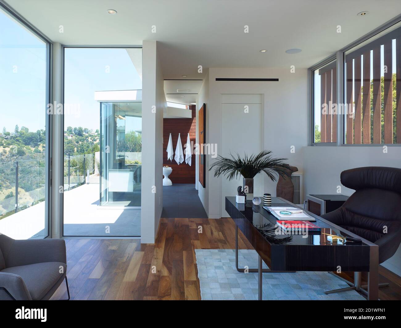 Interior view of Stradella House, Bel Air, California, USA, completed ...