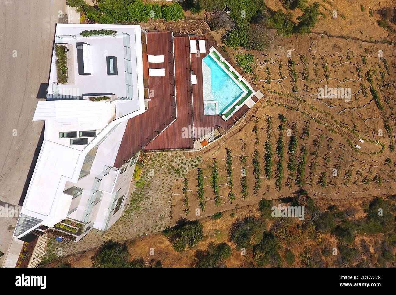 Aerial view of Stradella House, Bel Air, California, USA, completed in ...