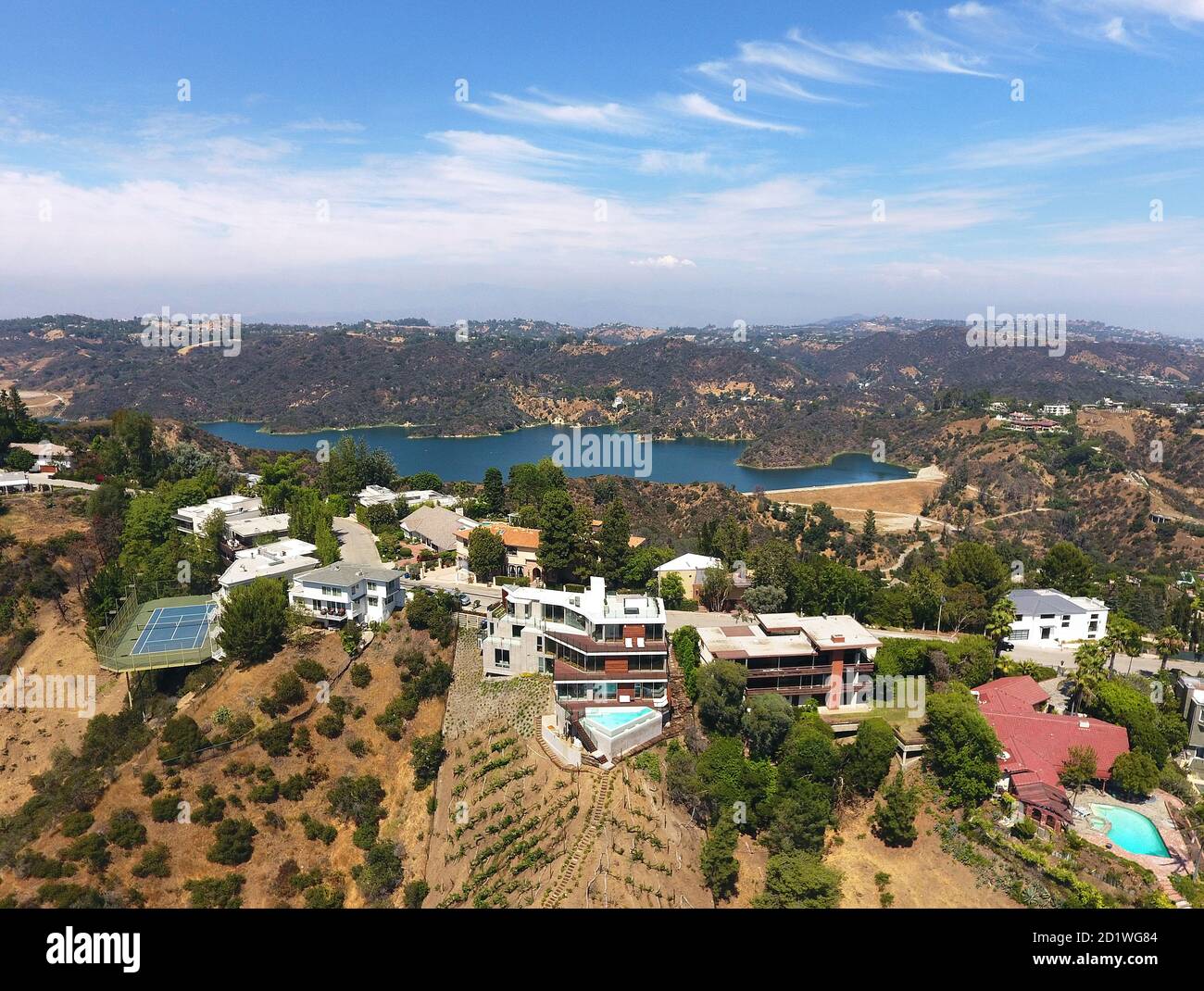 Aerial view of Stradella House, Bel Air, California, USA, completed in ...