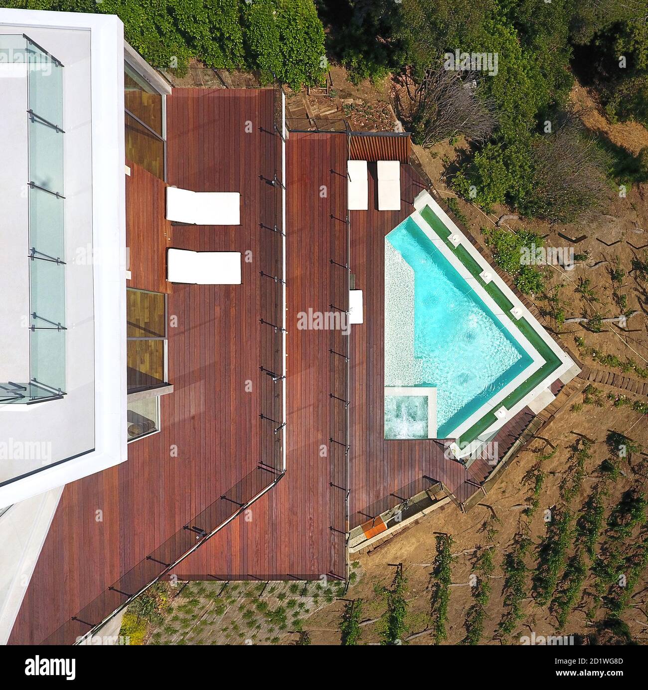 Aerial view of Stradella House, Bel Air, California, USA, completed in ...
