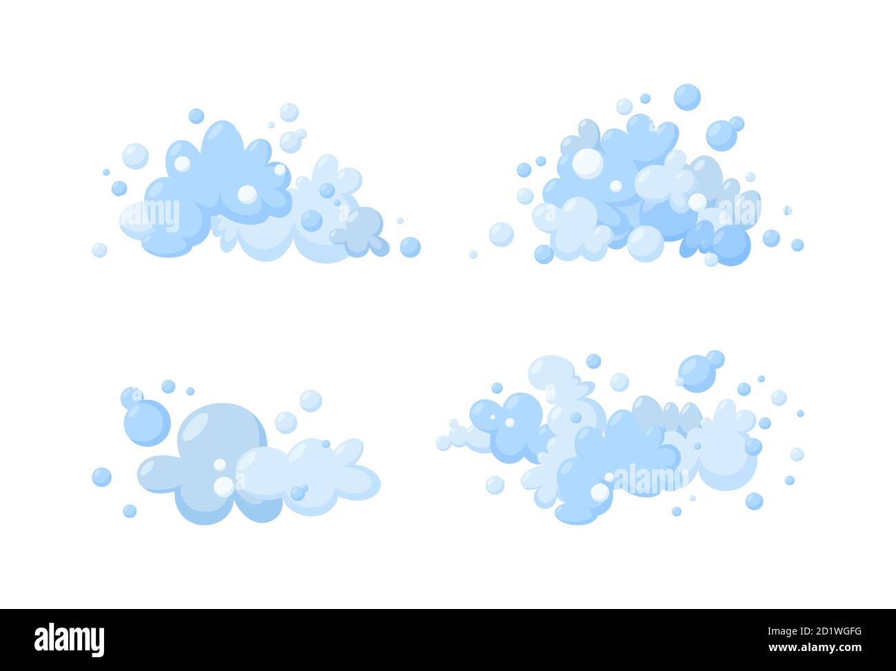 Foam made of soap or clouds isolated in white background. Set of light ...