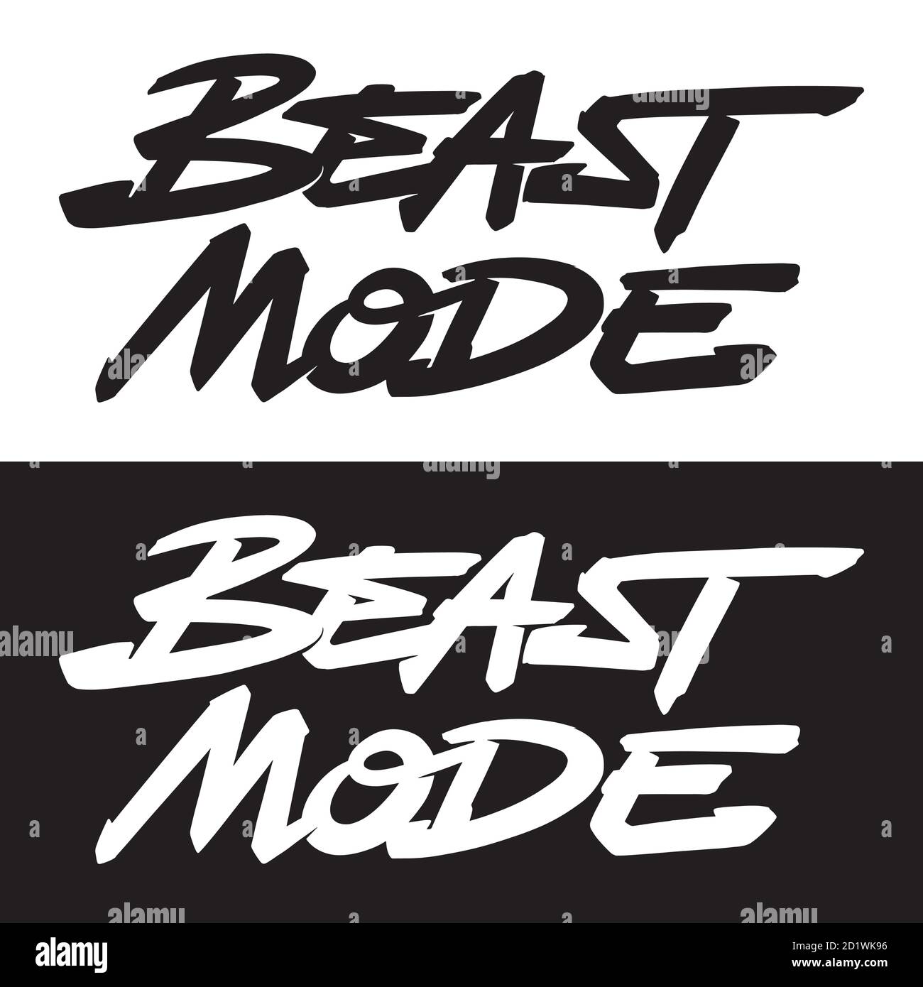 Beast mode word hand lettering. Set of 2 brush style letters on ...