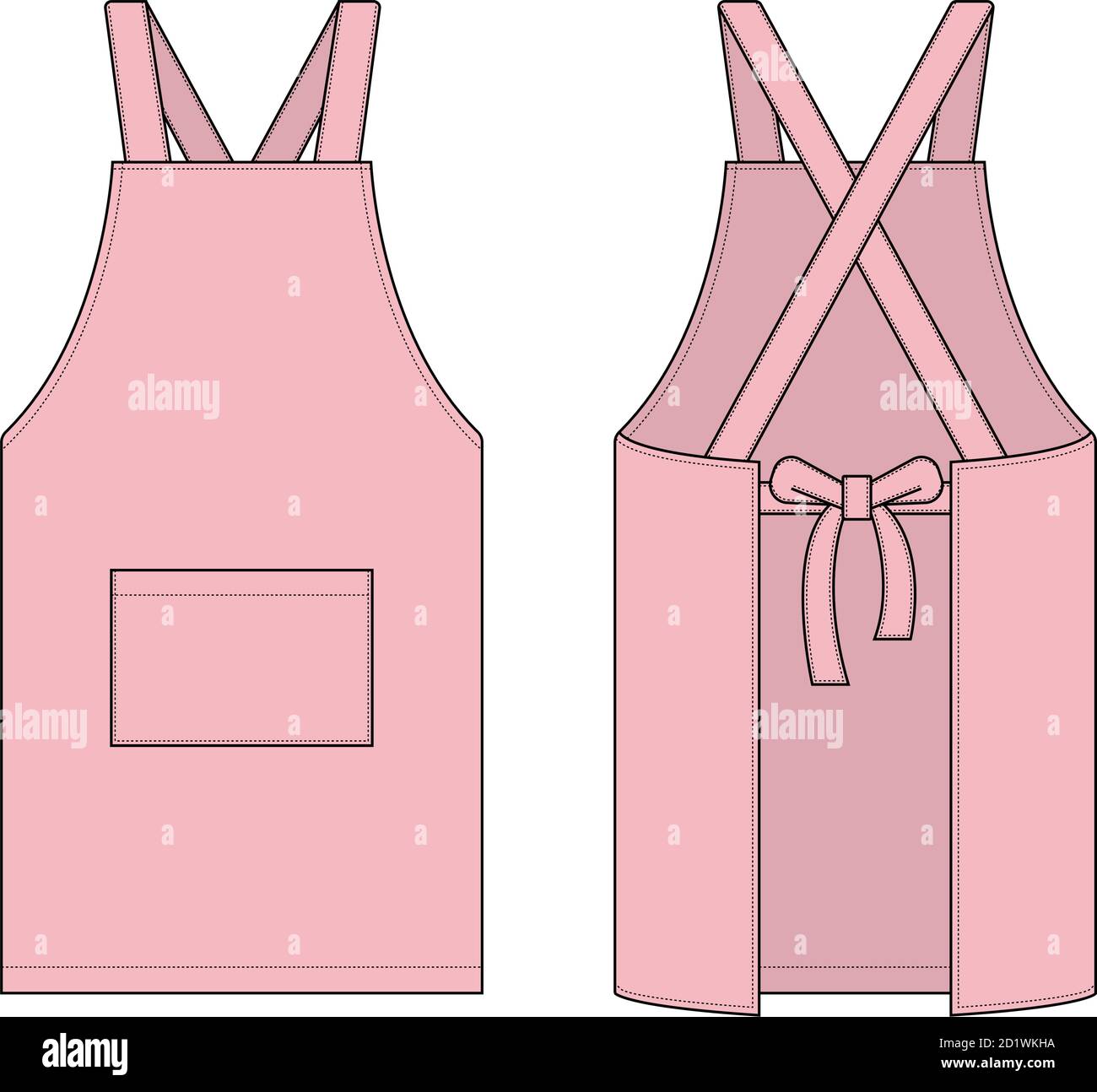 Apron vector template illustration (front/back) / pink Stock Vector ...