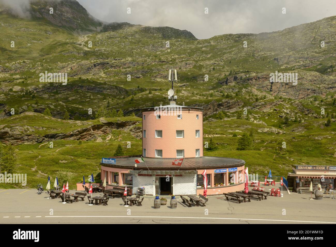 Simplon pass, Switzerland - 18 July 2020: The Simplon pass in the alps ...