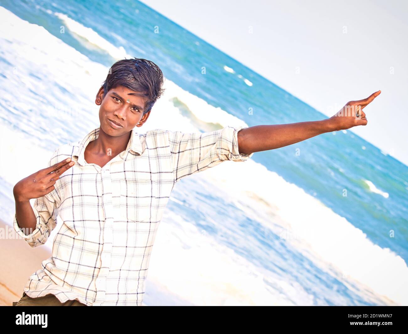 Indian man raising arms hi-res stock photography and images - Alamy