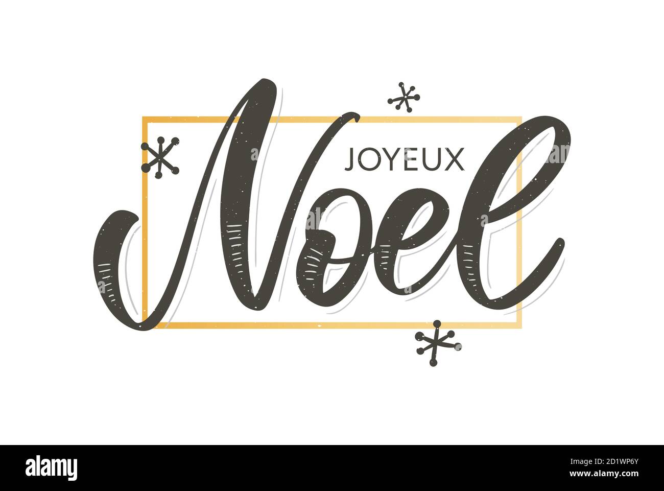 Merry Christmas card template with greetings in french language. Joyeux ...