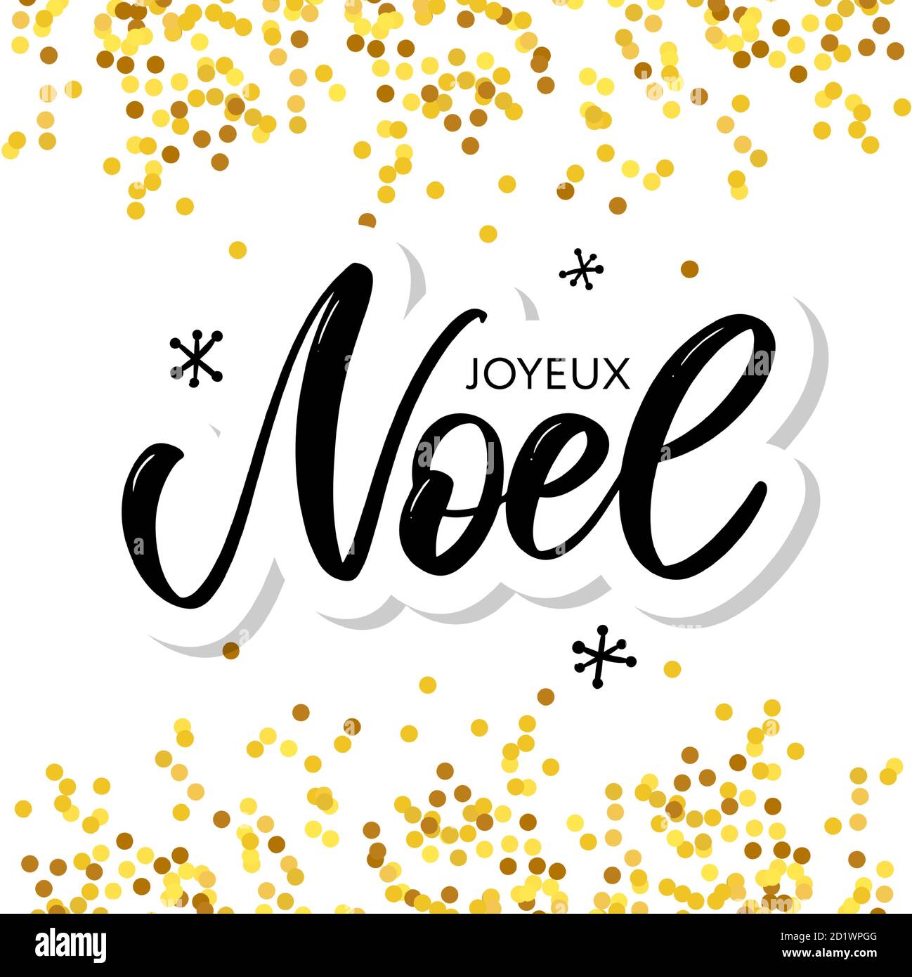 Merry Christmas card template with greetings in french language. Joyeux ...