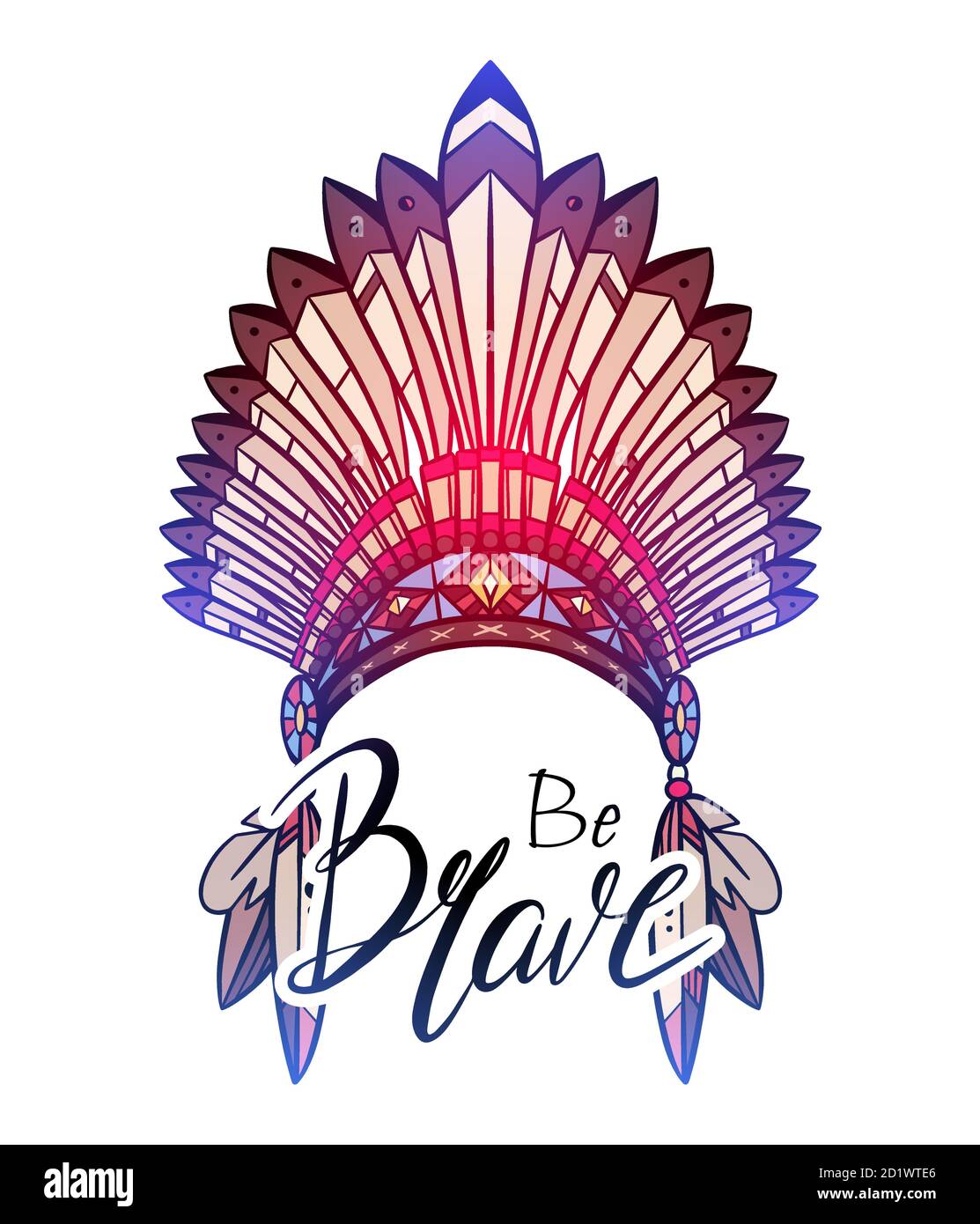 Coloring drawing of native cap of Indian with feathers,decorations and ...