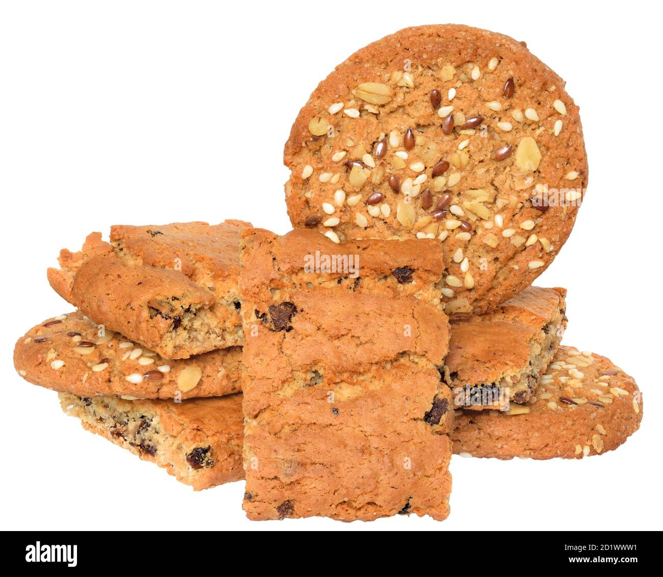 Round cereal biscuits with sunflower seeds, cunate, flax and oat flakes ...