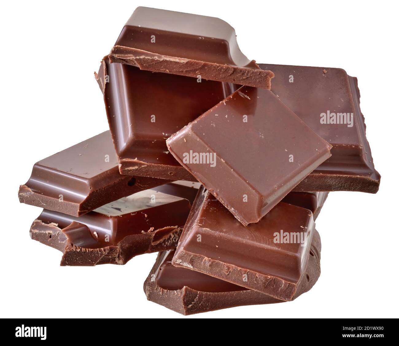 Cubes of chocolate isolated on a white background Stock Photo - Alamy