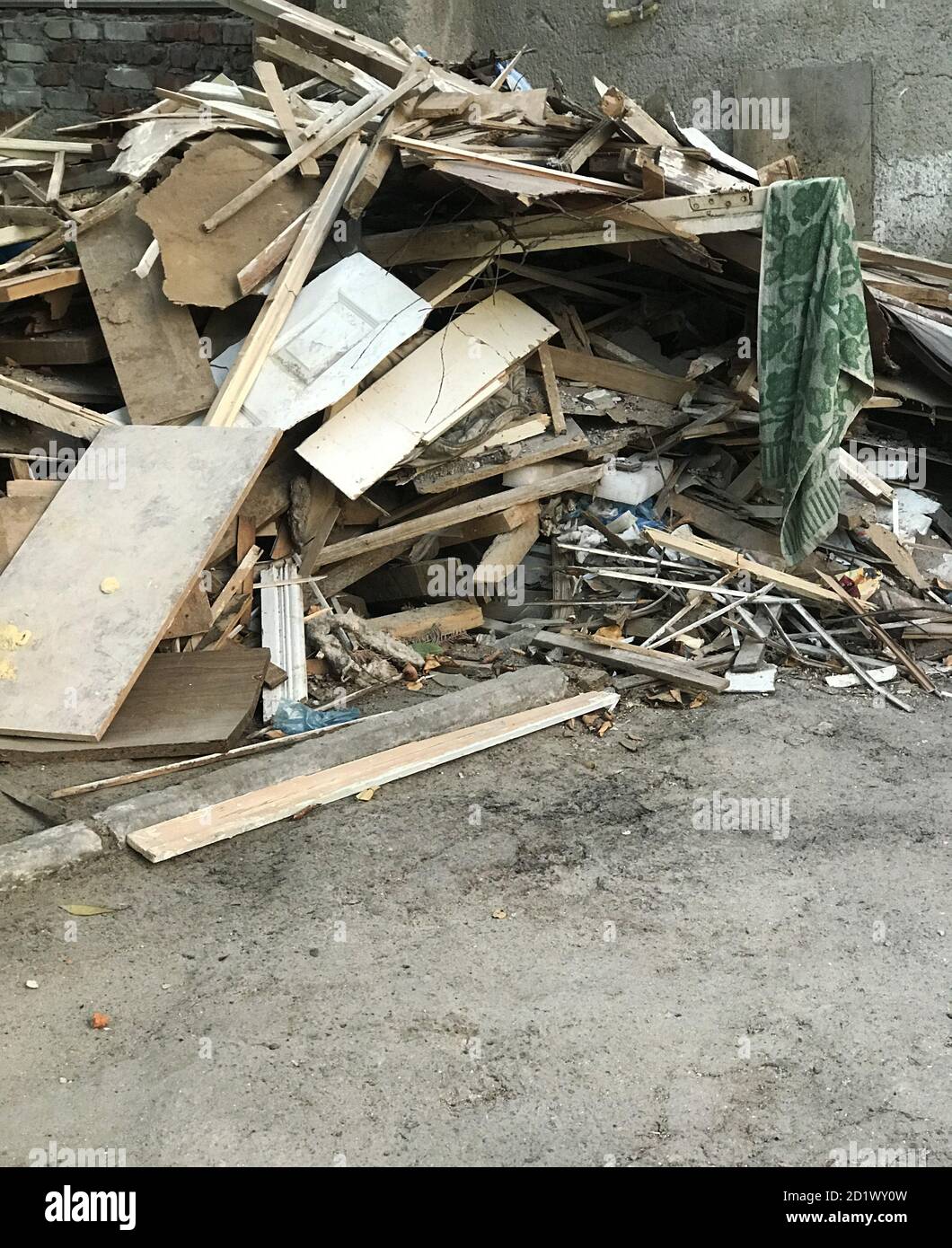 Construction garbage Waste and timber dumped. Trash heap Stock Photo ...