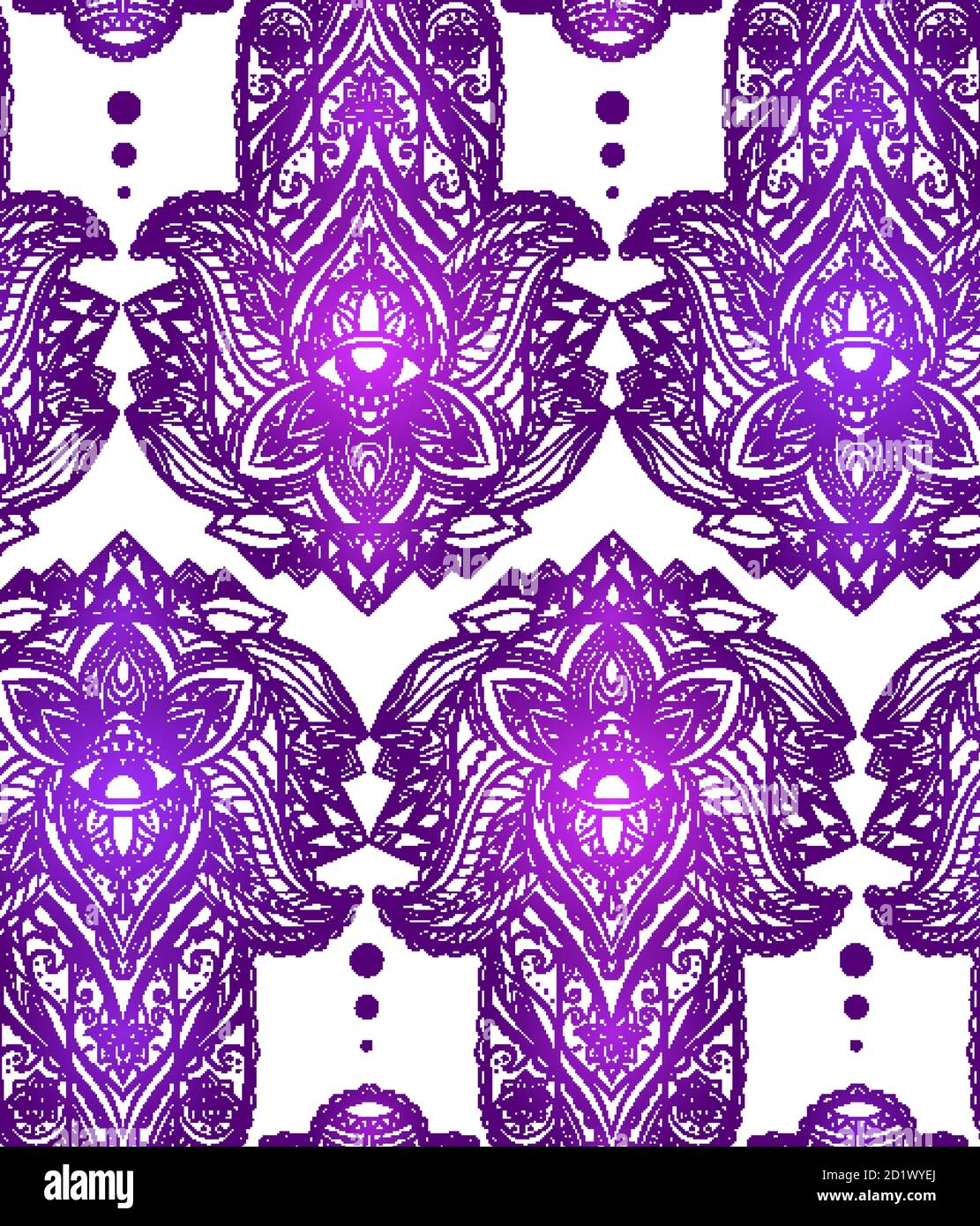 Seamless magic pattern with buddha hand. Spiritual Hamsa with tribal ...