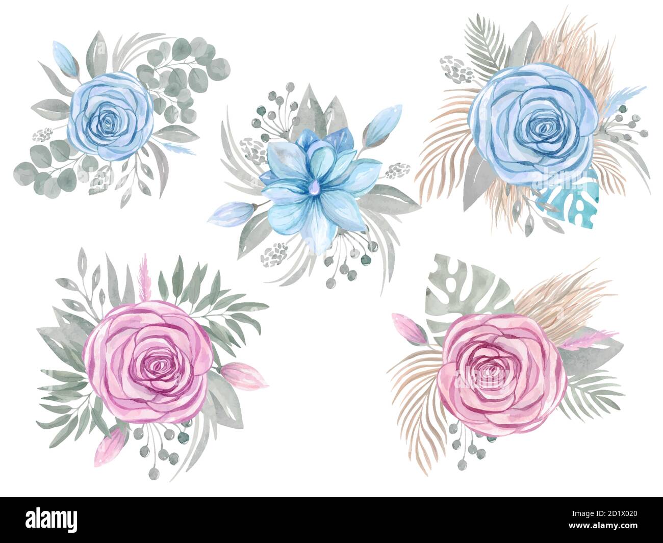 Floral bouquet arrangement clipart Boho wedding collection. Flower rose ...