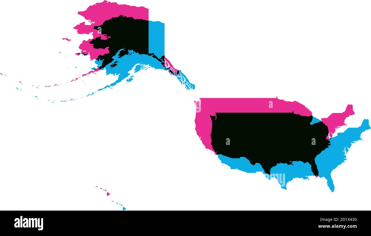 United States of America, USA country silhouette with chromatic ...