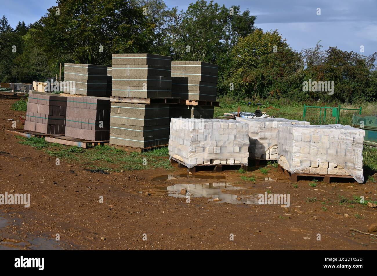 Builidng materials stacked to be used in the construction of a new ...