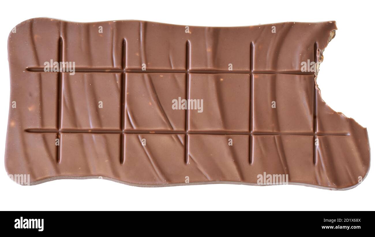 Bitten bar of chocolate top view isolated on a white background Stock ...