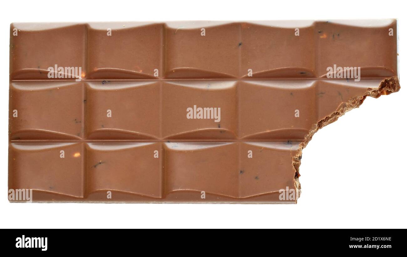 Bitten bar of chocolate top view isolated on a white background Stock ...
