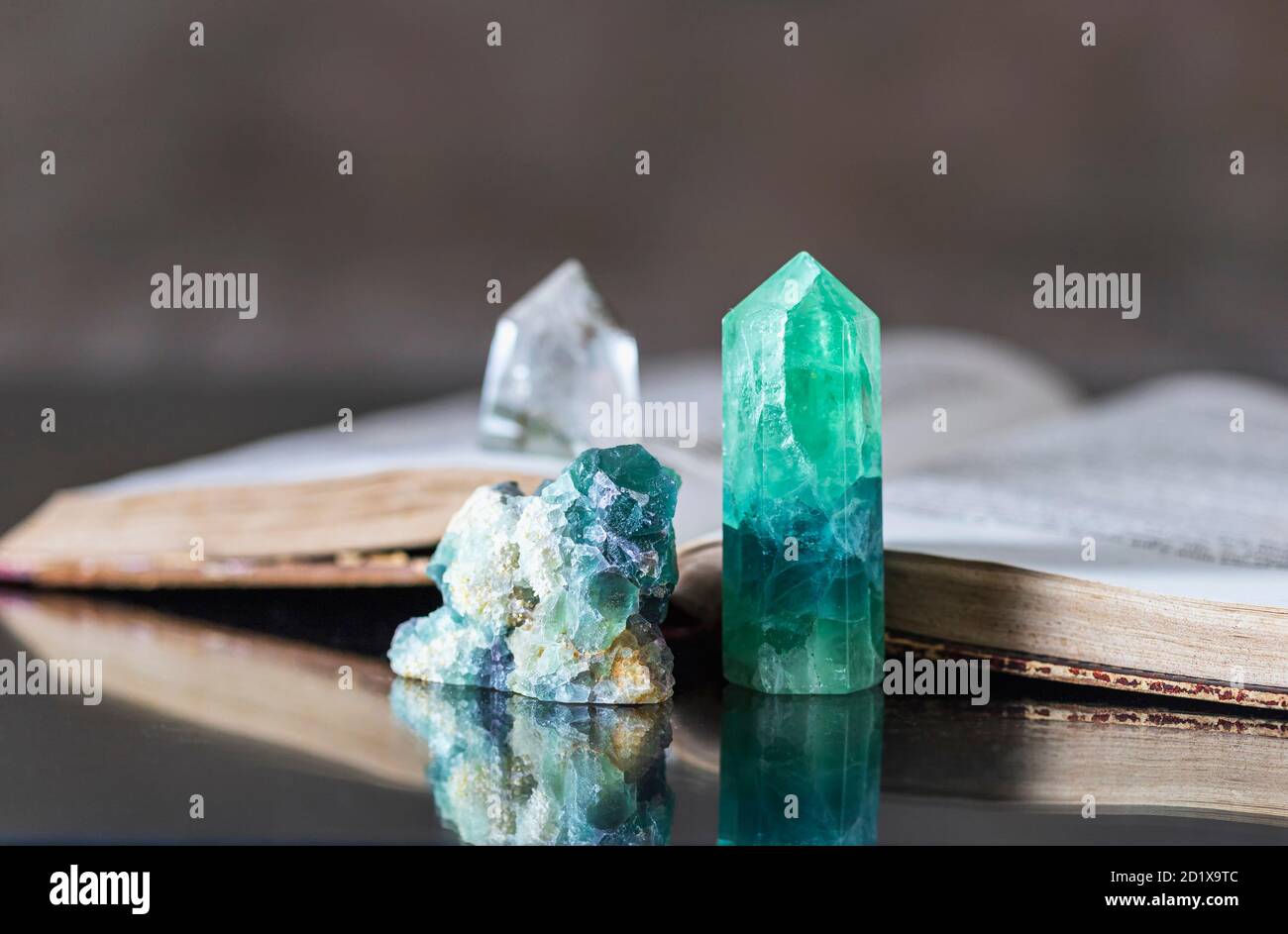 Old book and mineral stones crystals. Crystal Ritual, Healing Crystals ...