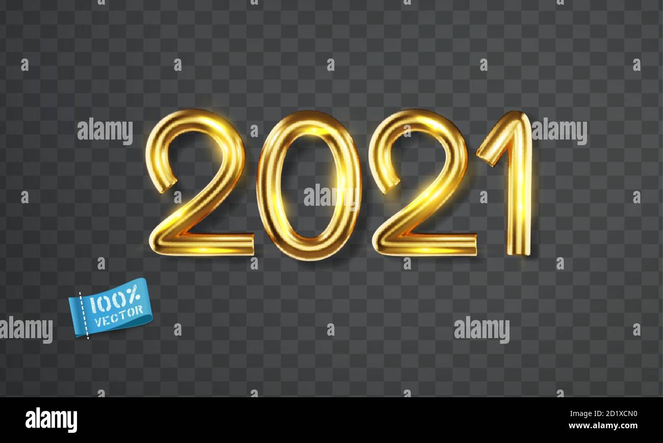 Shiny Isolated Gold Numbers 2021. Vector illustration . Element for the ...