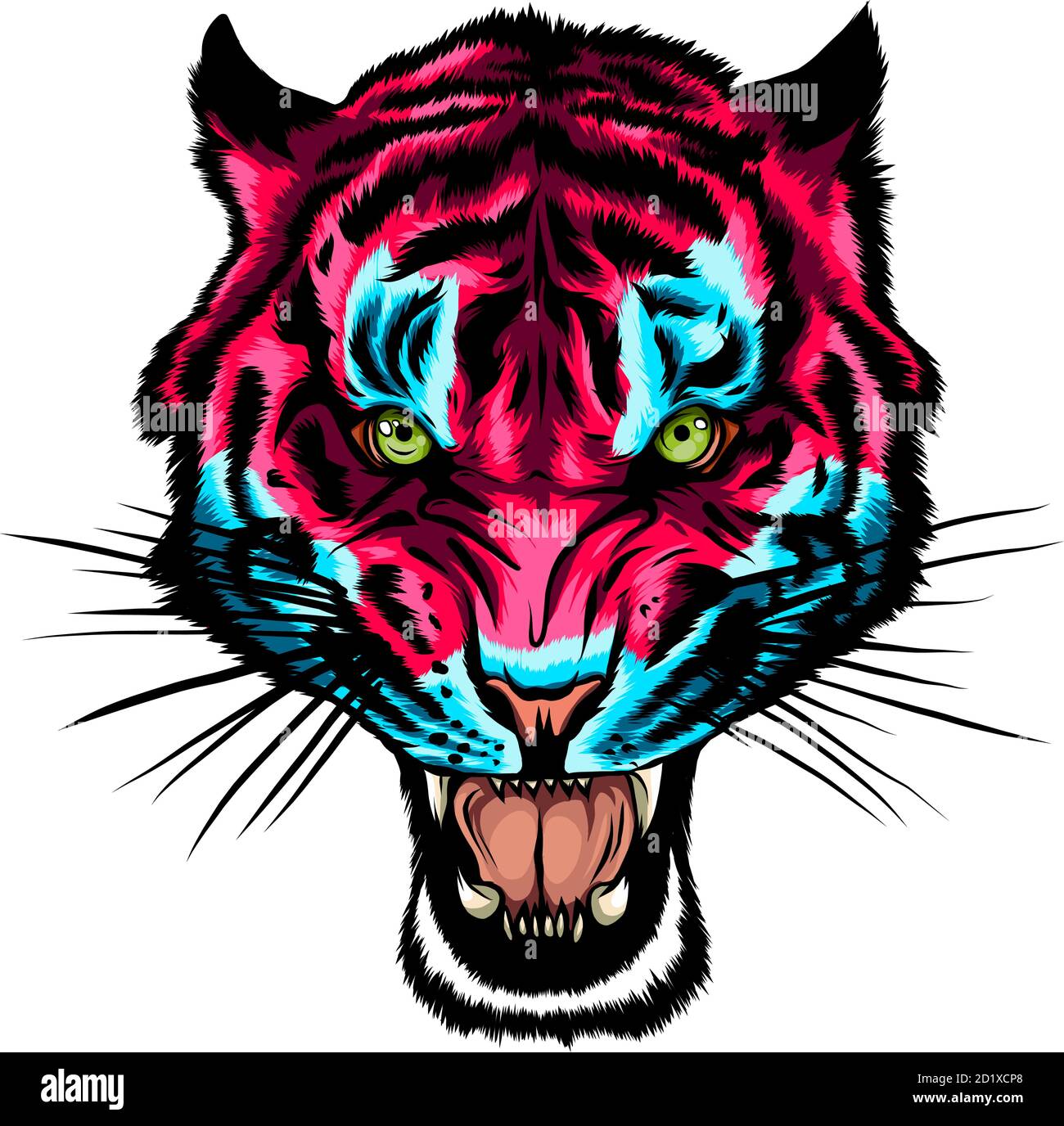 Tiger anger. Vector illustration of a tiger head Stock Vector Image ...