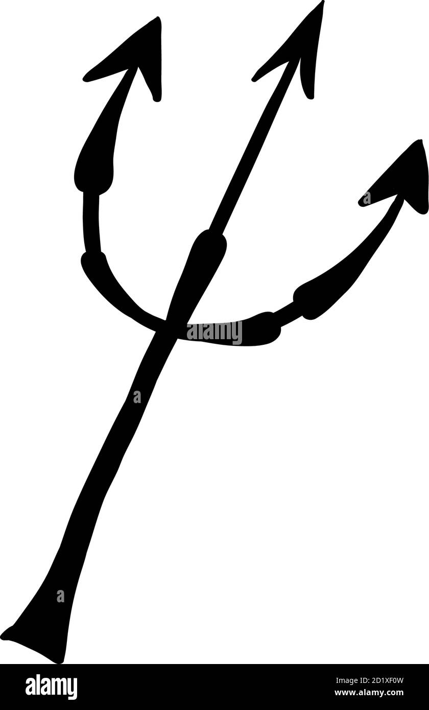 Halloween doodle devil trident element. Isolated vector illustration ...