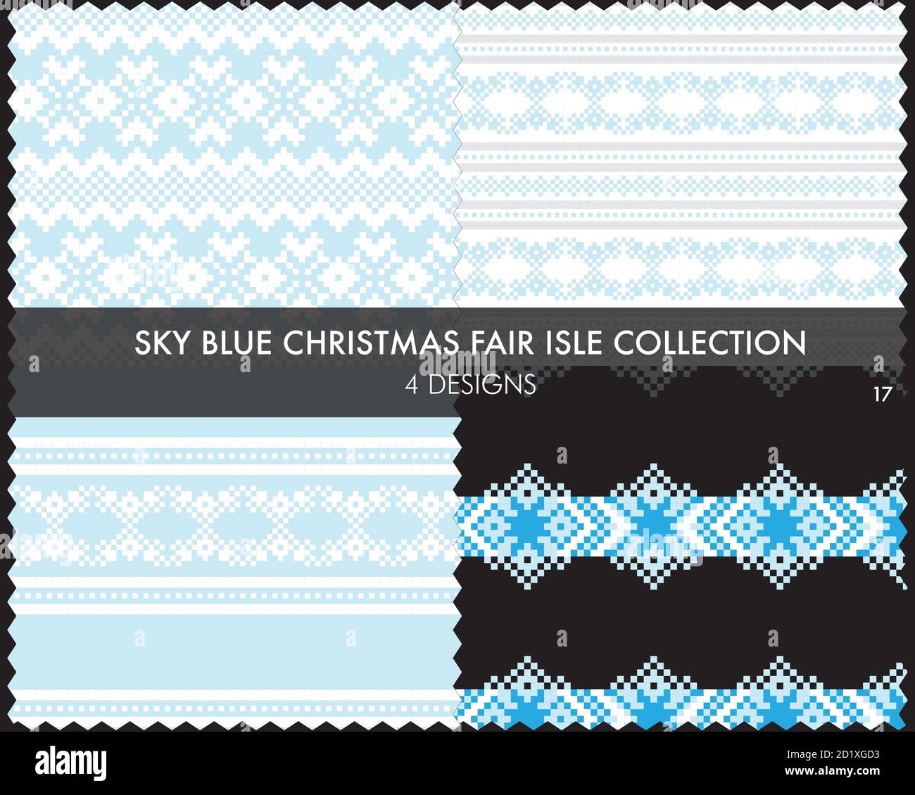 Christmas fair isle pattern collection includes 4 design swatches for ...