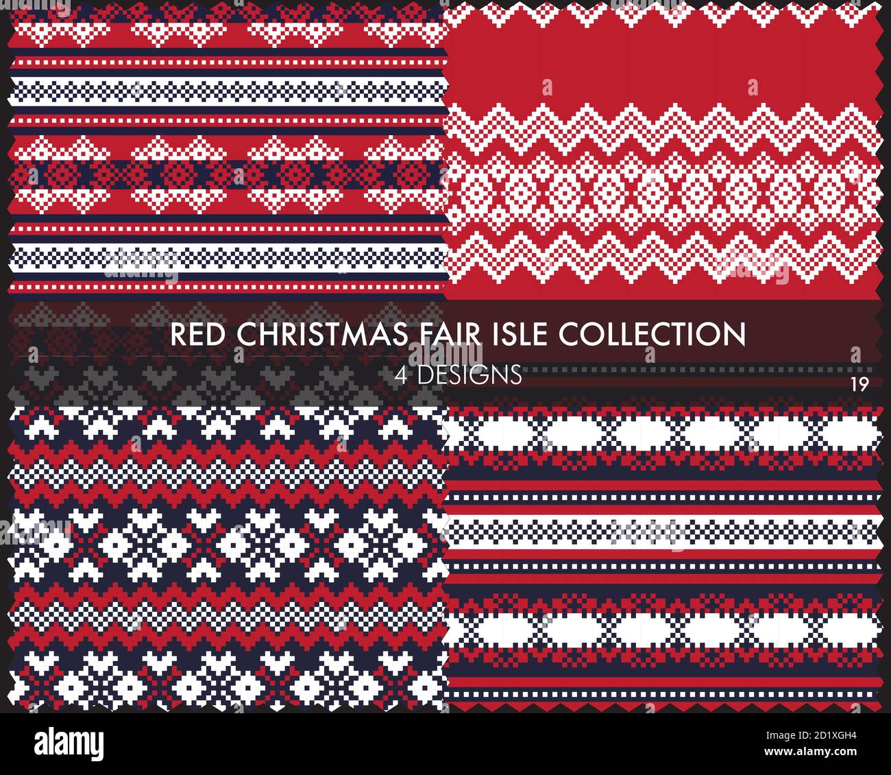 Christmas fair isle pattern collection includes 4 design swatches for ...
