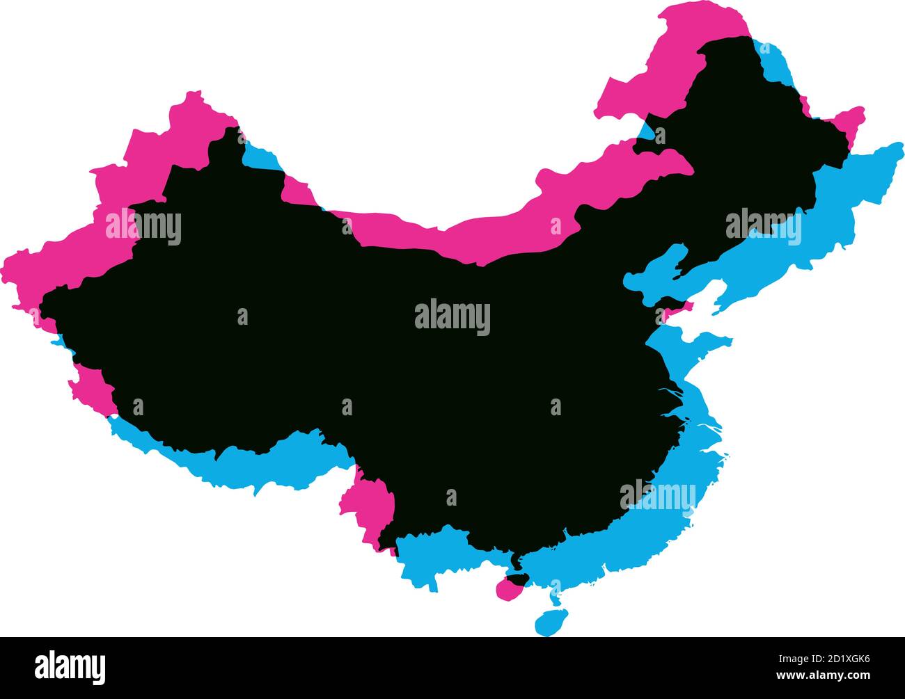 China country silhouette with chromatic aberration effect Stock Vector ...