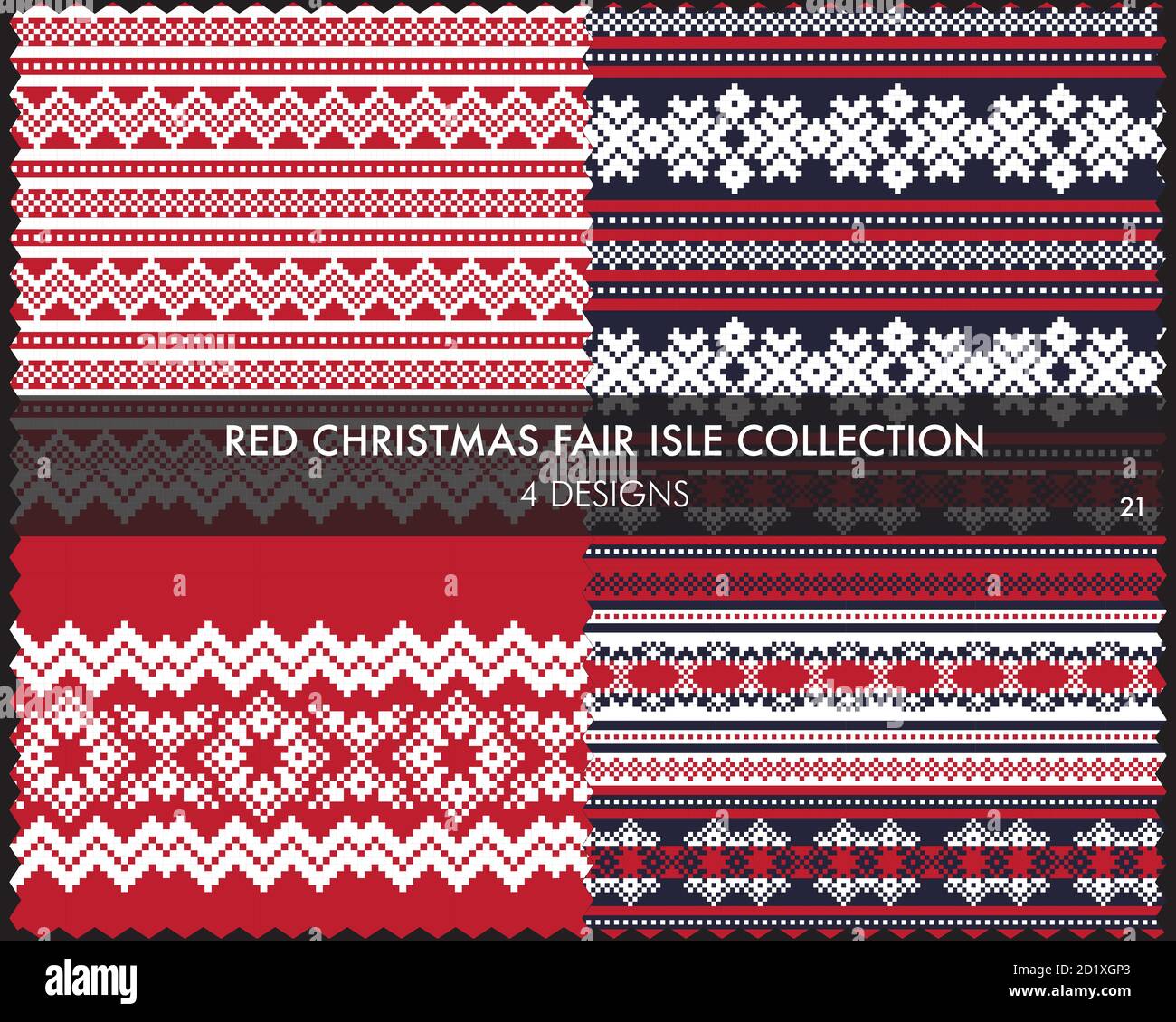 Christmas fair isle pattern collection includes 4 design swatches for ...