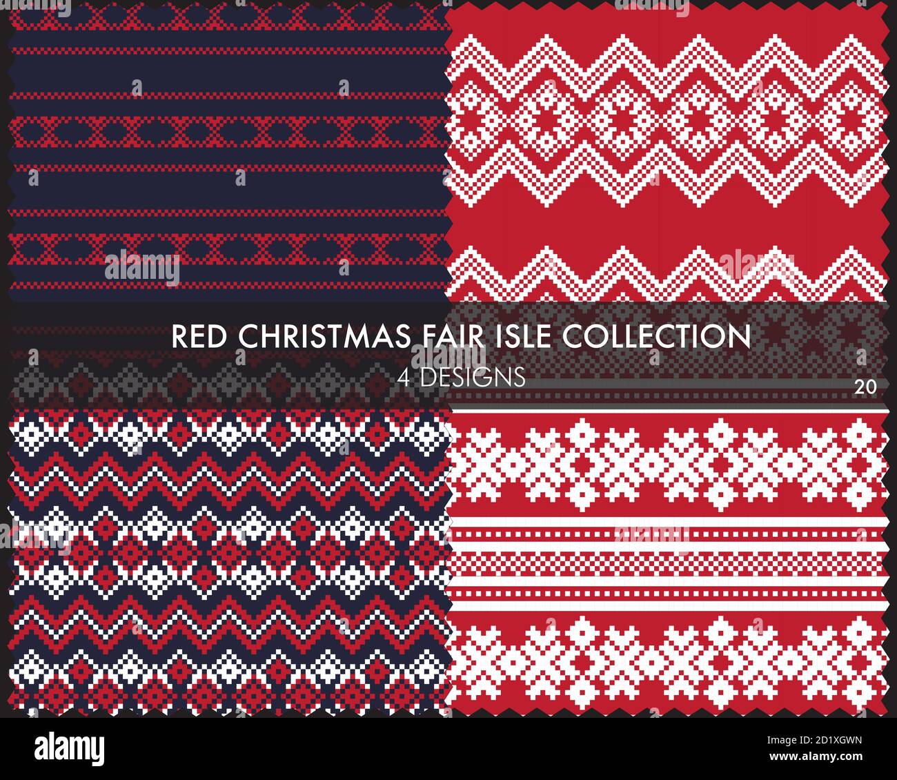 Christmas fair isle pattern collection includes 4 design swatches for ...