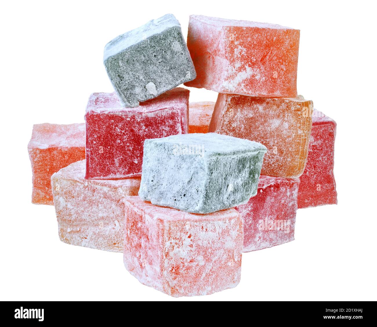 Turkish delight multicolored closeup isolated on white background Stock ...