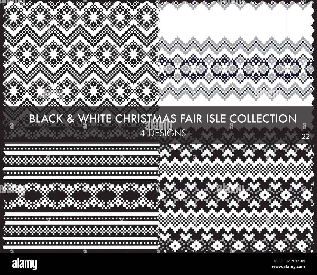 Christmas fair isle pattern collection includes 4 design swatches for ...