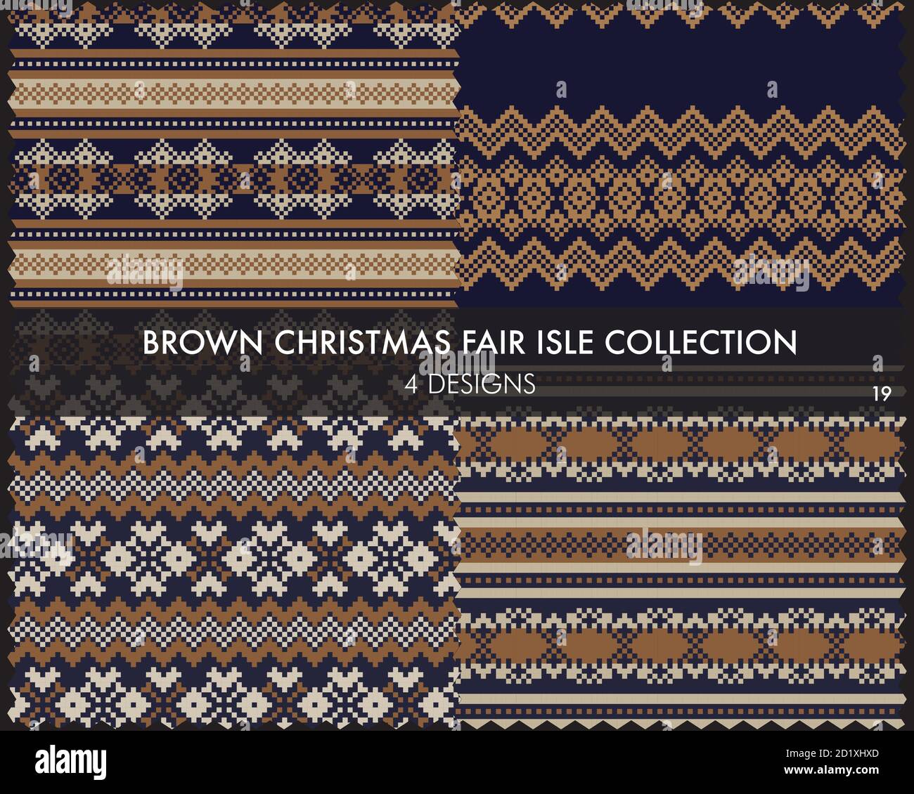 Christmas fair isle pattern collection includes 4 design swatches for ...