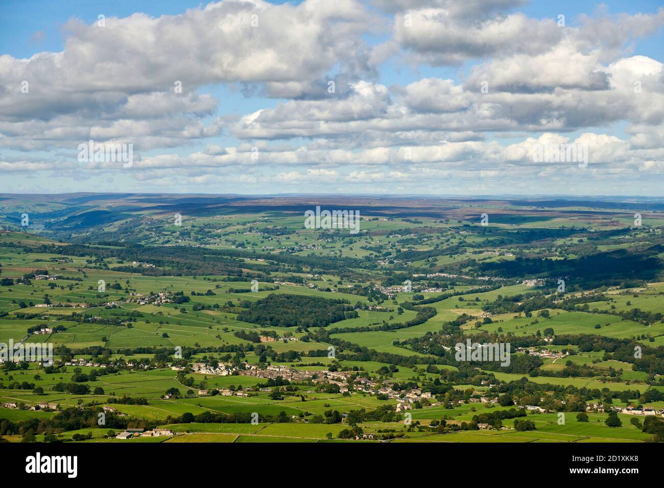 an aerial view of lower Nidderdale, north of Harrogate, North Yorkshire ...