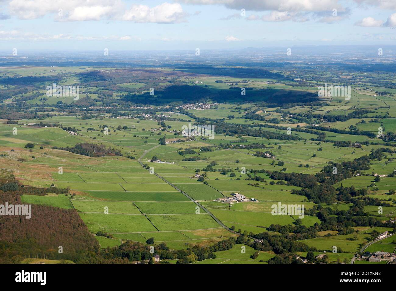 an aerial view of lower Nidderdale, north of Harrogate, North Yorkshire ...