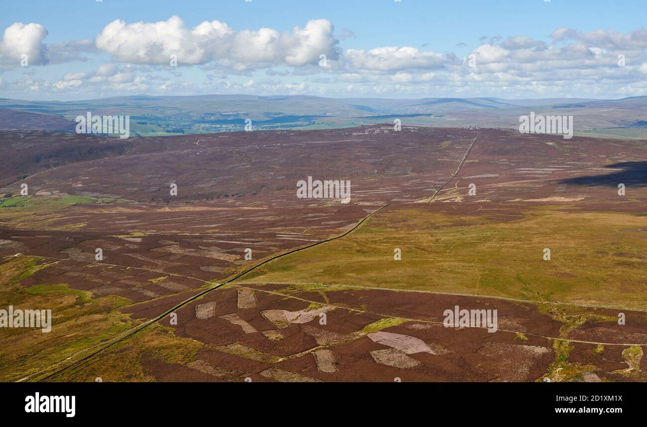 an aerial view of Grouse moors on the Yorkshire Dales, North Yorkshire ...