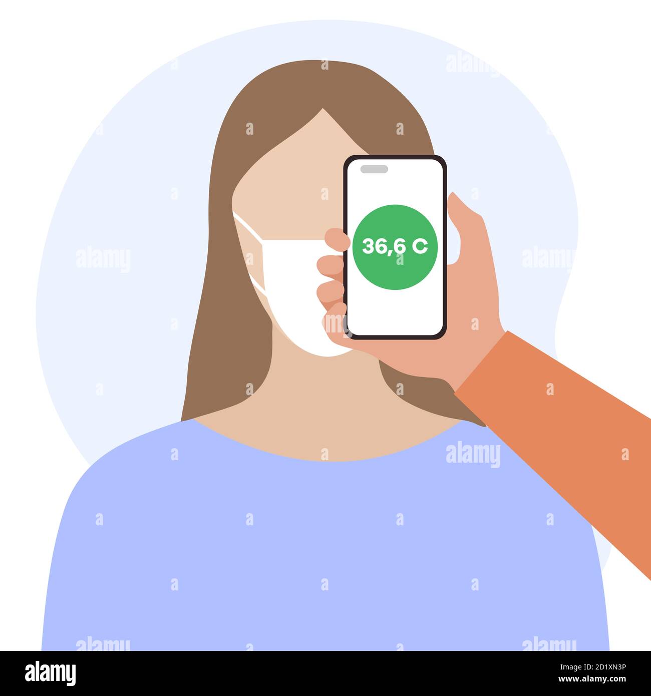 Vector illustration Phone placed on forehead of person remotely ...