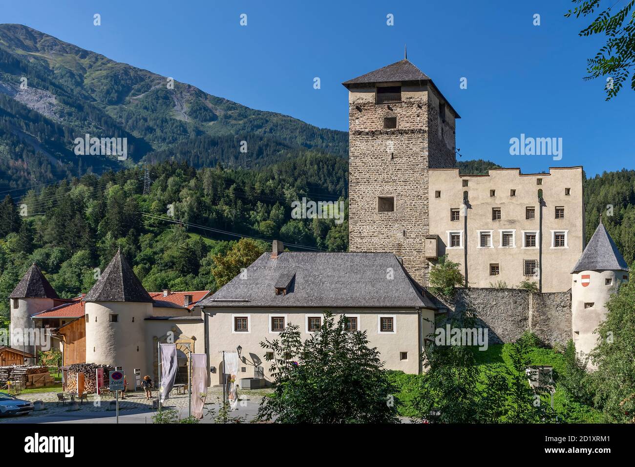 Landeck Castle, the emblem of the city of Landeck, Austria, is located ...