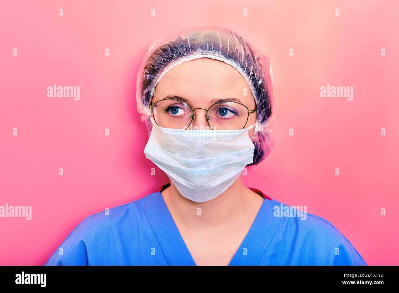 Portrait of a doctor woman with sad facial expression, close up. Nurse ...