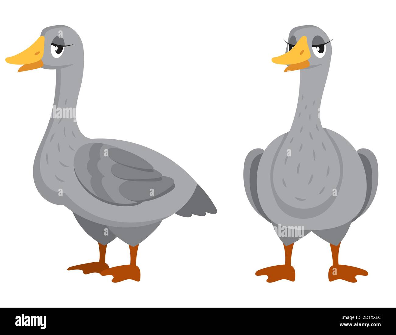 Female goose in different poses. Farm animal in cartoon style Stock ...