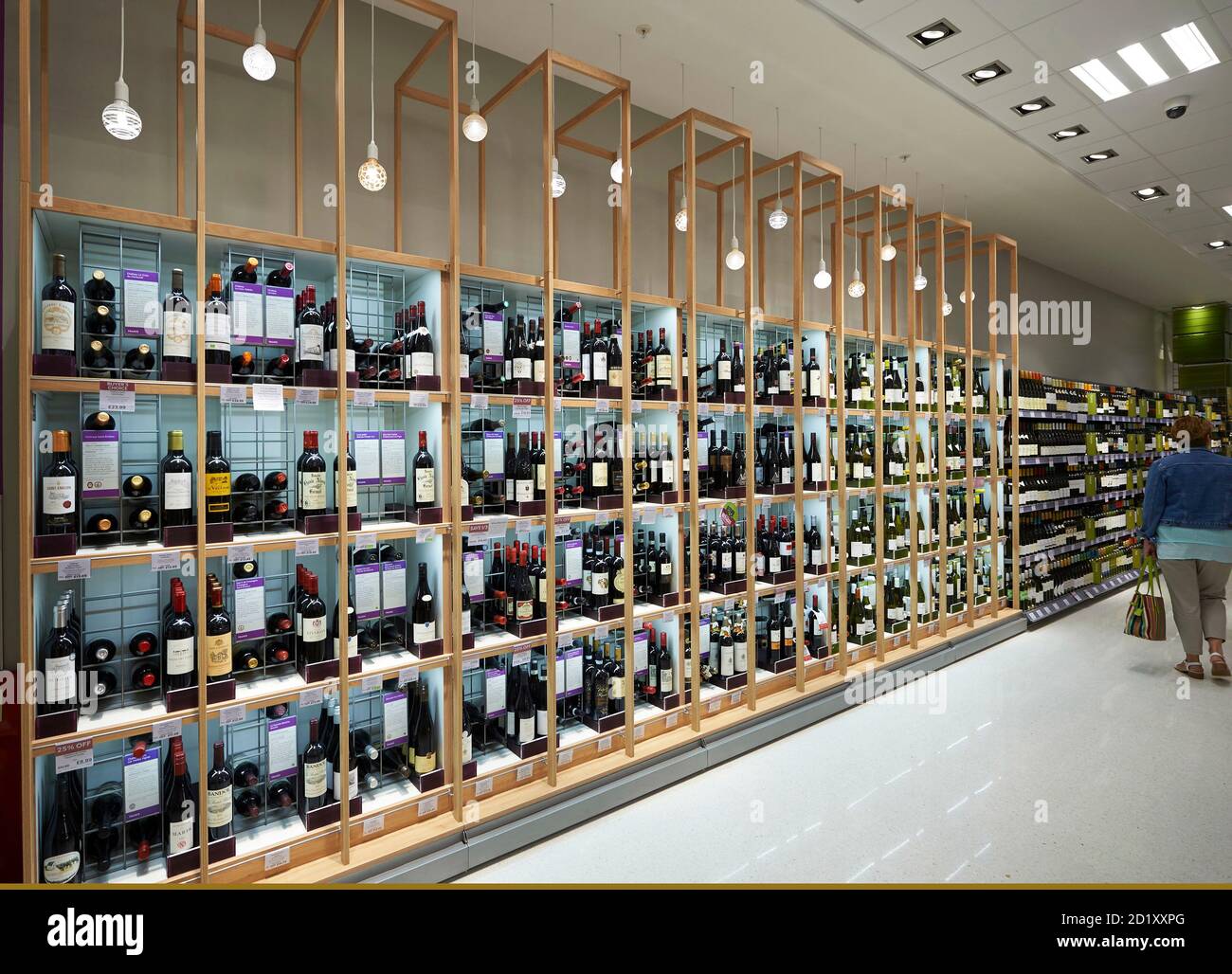 Wine display at Waitrose retail store at Horesham, south east England ...