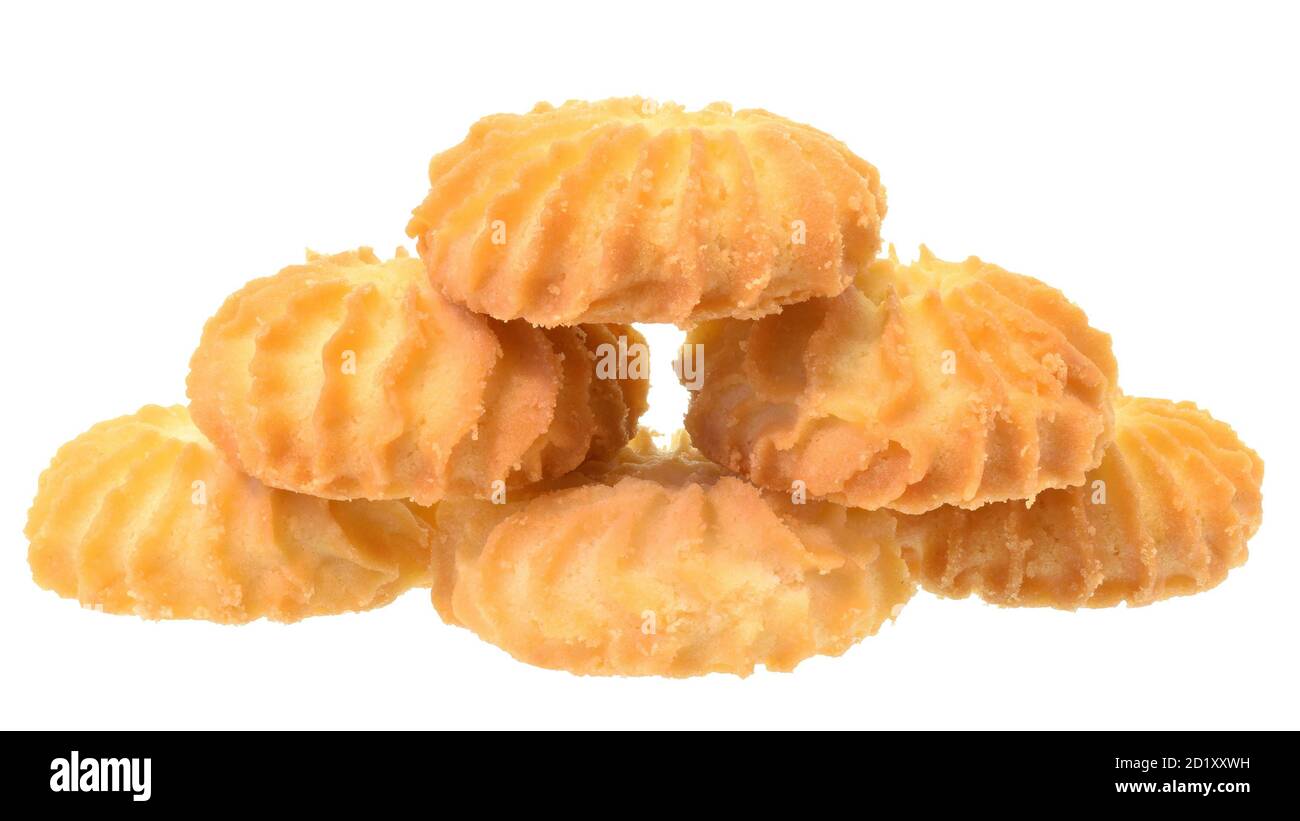 Homemade shortbread cookies isolated on white background Stock Photo ...